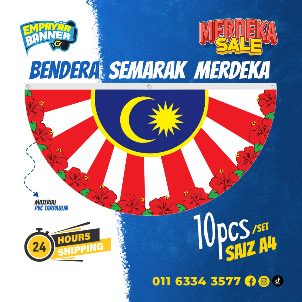 Bendera Merdeka Semarak Jalur Gemilang Malaysia Flag Half Moon Shape ...