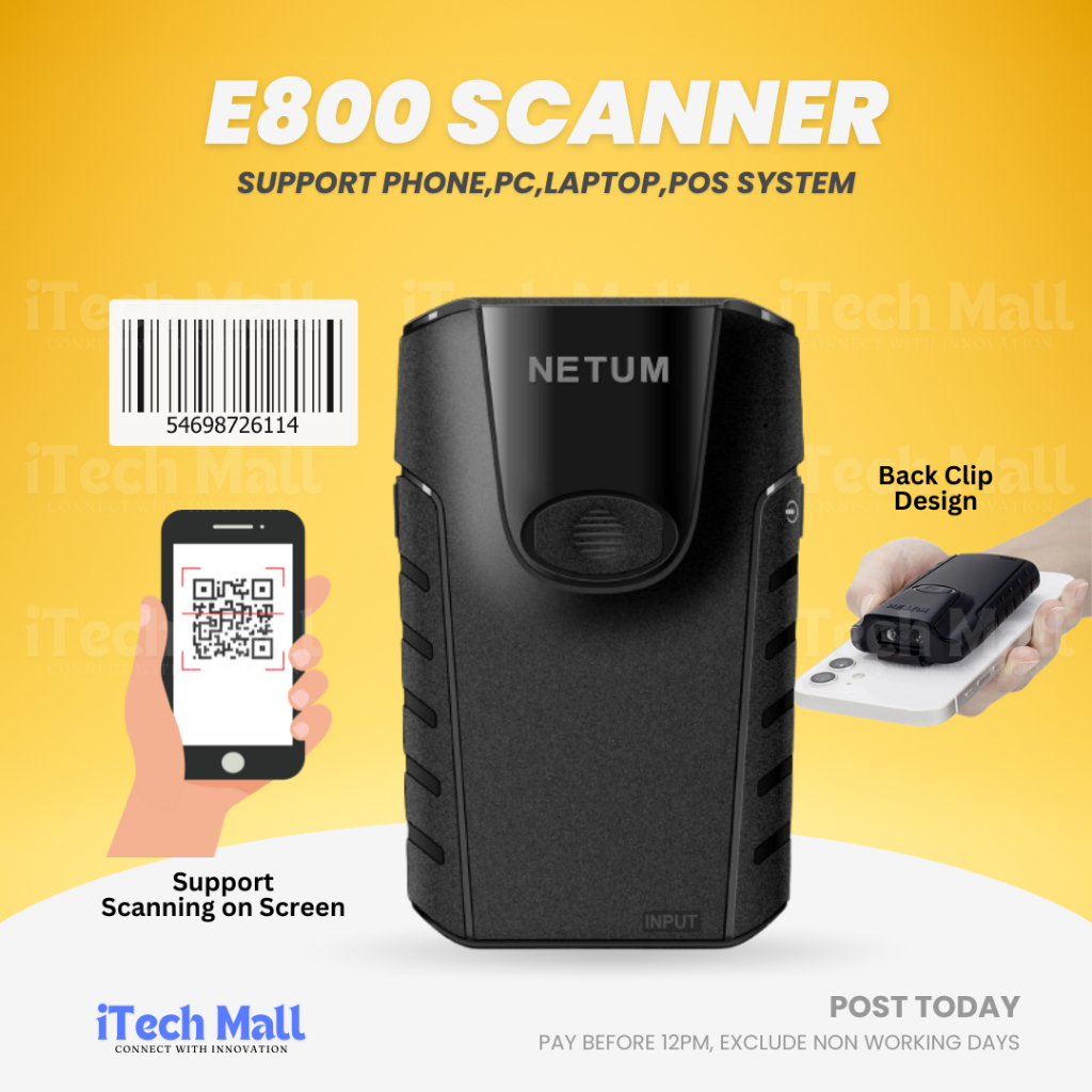 NETUM E800 Wireless Barcode Scanner Heavy Duty Backclip 1D 2D QR Code ...