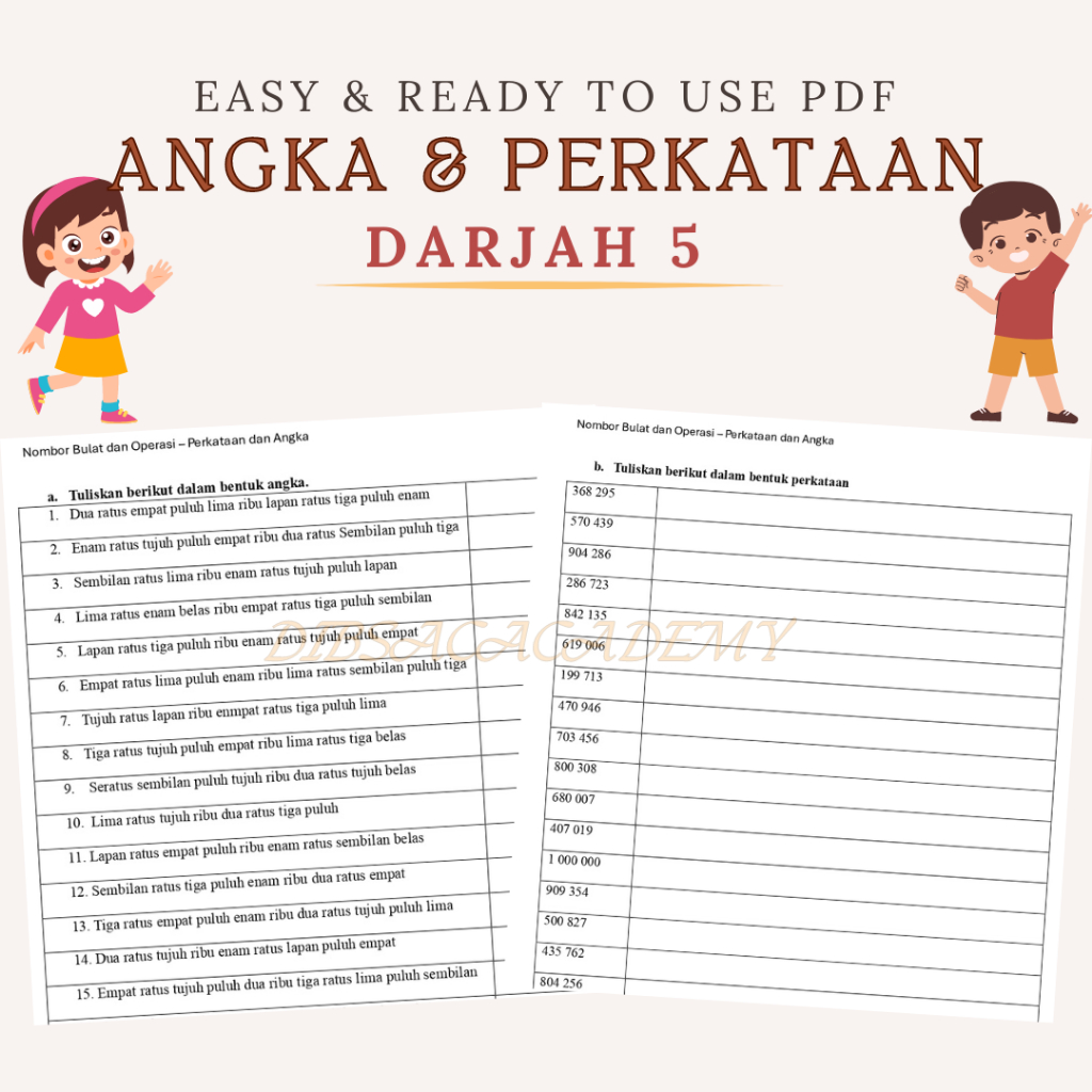 [009] PDF Matematik Darjah 5, Angka ke Perkataan, Nombor Bulat, Eja ...