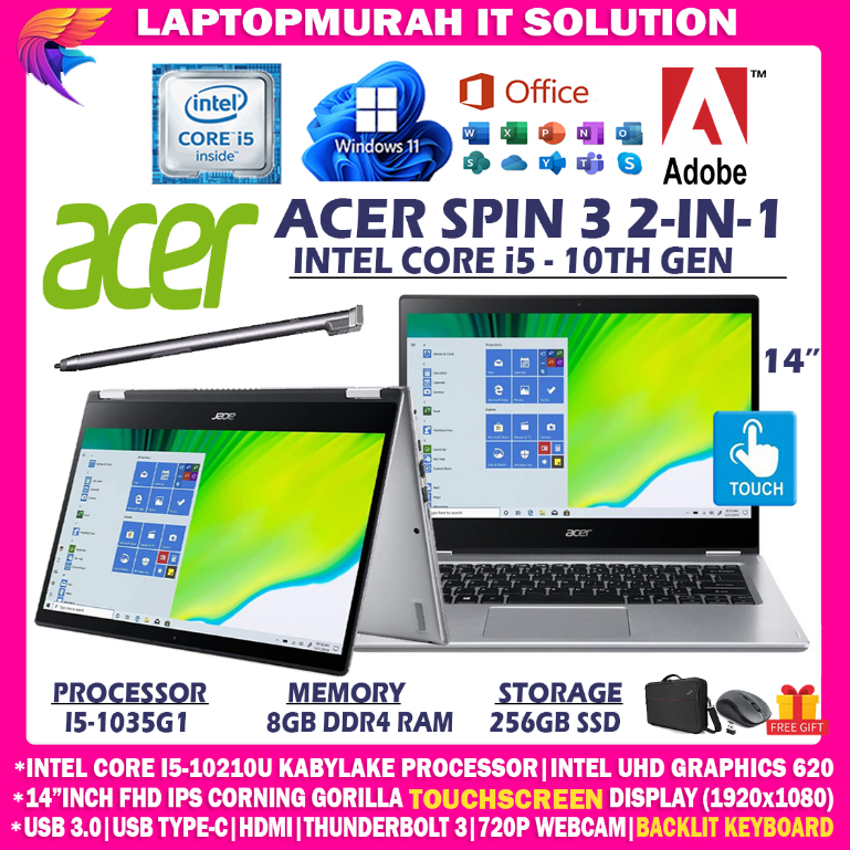 ACER SPIN 3 2IN1 TOUCHSCREEN WITH STYLUS PEN -INTEL CORE i5 -1035G1 ...