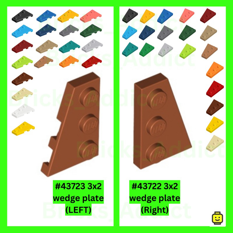 LEGO PARTS (GENUINE) 43723 / 43722 Wedge, Plate 3x2 Left / Right ...