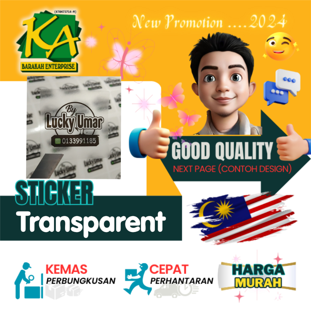 Transparent Sticker (Waterproof) Nama Produk Doorgift | Shopee Malaysia