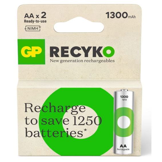 GP ReCyko battery 1300mAh AA (2pcs/pack)-New packing & 3months Warranty ...