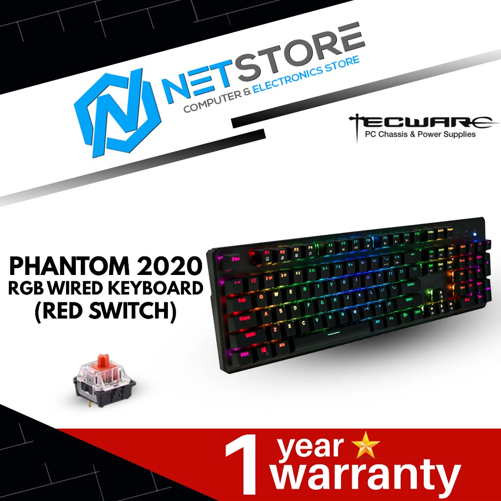 TECWARE PHANTOM 2020 RGB WIRED MECHANICAL KEYBOARD (RED SWITCH) - TWKB ...