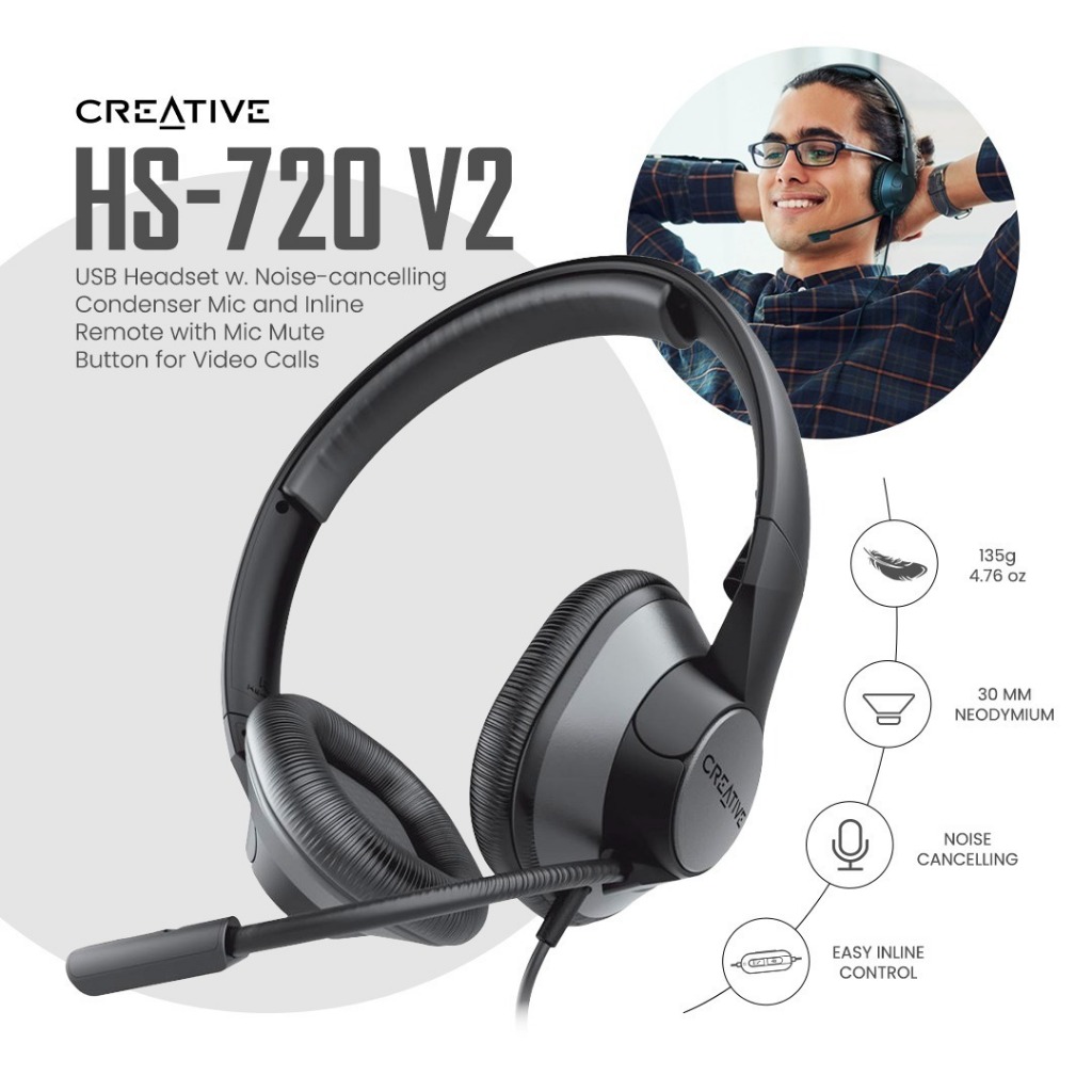 # CREATIVE HS-720 V2 Wired USB Over-ear Headphones # | Shopee Malaysia