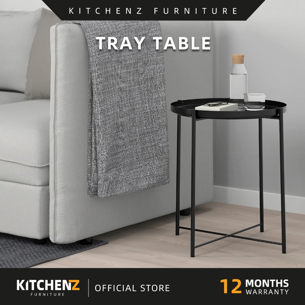 KitchenZ Removable Tray Table Side Table Living Room Coffee Table Black ...