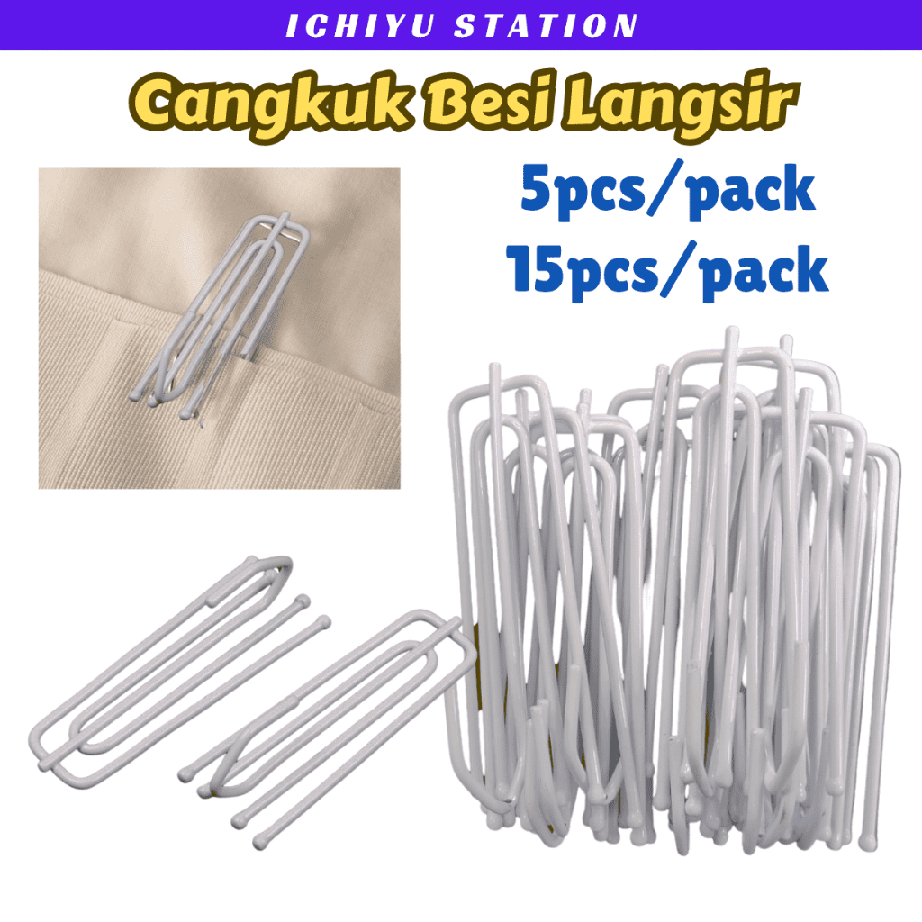 Curtain Hook Cangkuk Besi Langsir White Metal Deep Pinch Pleat 4 Prong ...