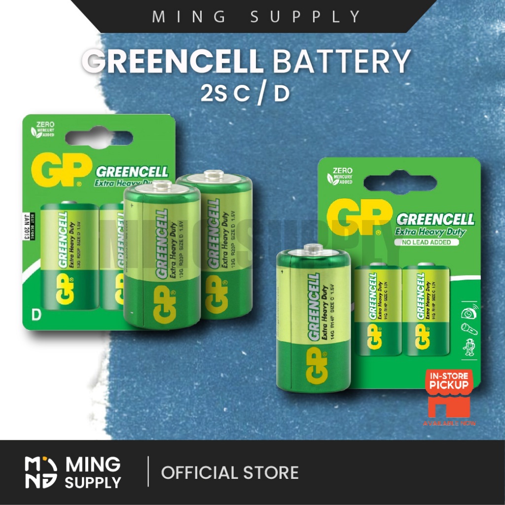 [Genuine] GP Battery Greencell Extra Heavy Duty 2S C/D Bateri 1.5V ...