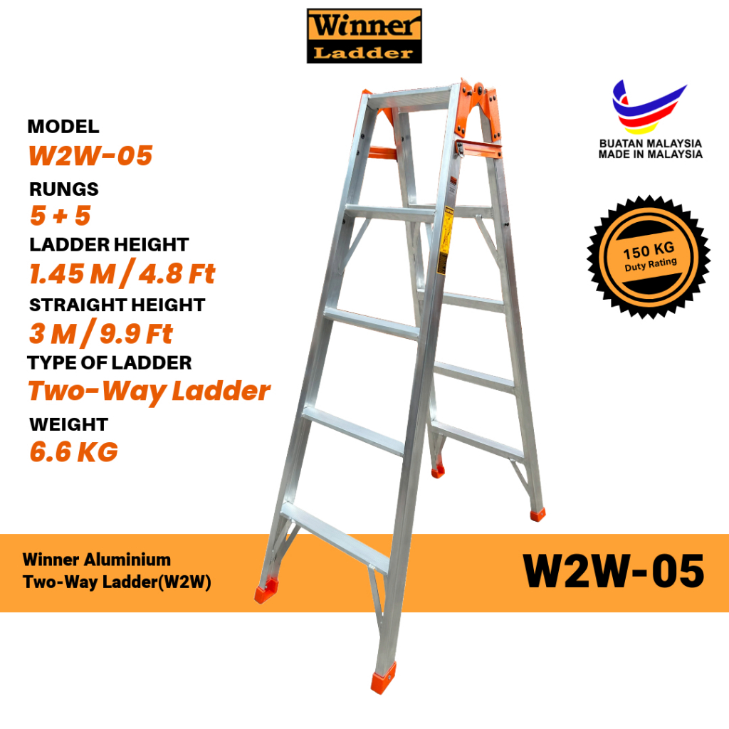 WINNER ALUMINIUM TWO-WAY LADDER 5+5 W2W-05 MULTIPURPOSE LADDER LIPAT/ A ...