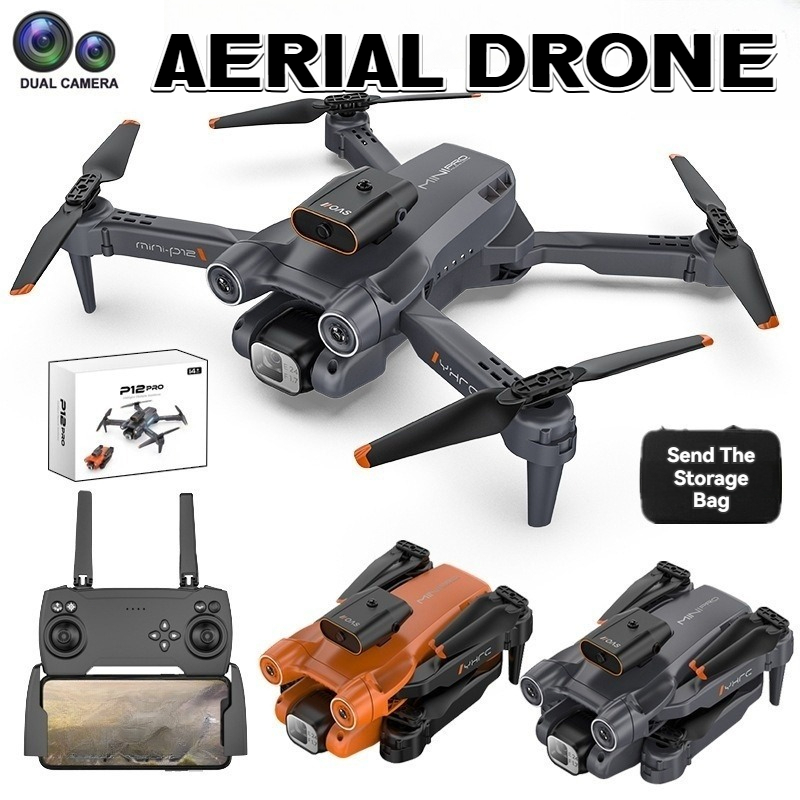 Rc Drone Dron P12 mini Drone WITH CAMERA ANTI LANGGAR deron control ...