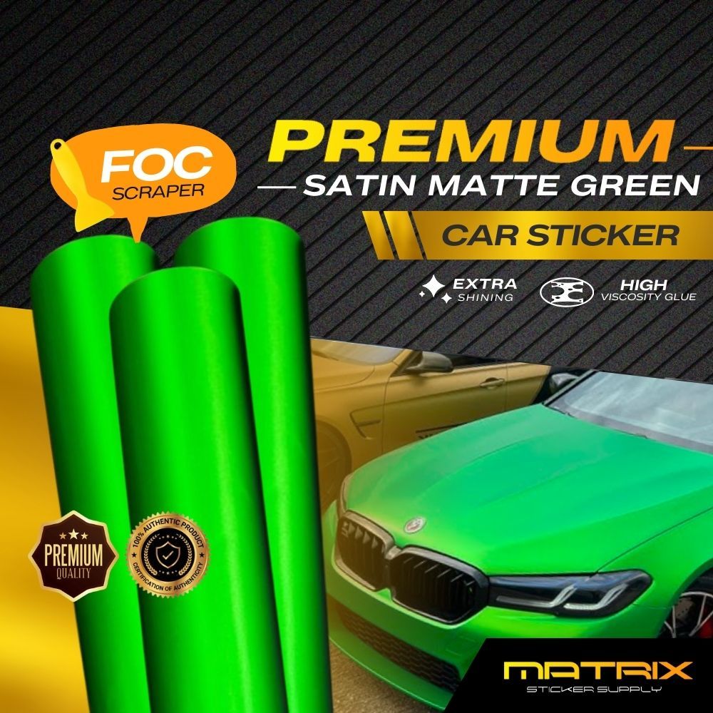 NEW SATIN MATTE GREEN(152CM-CUSTOM CM)WRAPPING CAR STICKER HIJAU vinyl ...