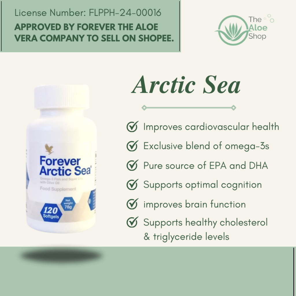 Arctic Sea Fish Oil 120 softgels Forever Living Omega 3 plus | Shopee ...