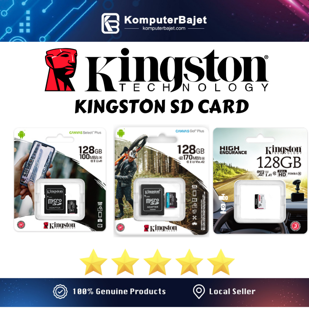 KINGSTON OFFICIAL STOCK !! 64GB 128GB 256GB MICROSD 4K ADAPTER CCTV ...