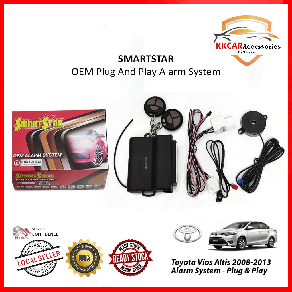 TOYOTA Vios / Altis 2008-2013 OEM PLUG & PLAY CAR ALARM SYSTEM Remote Control Car Security Door ...