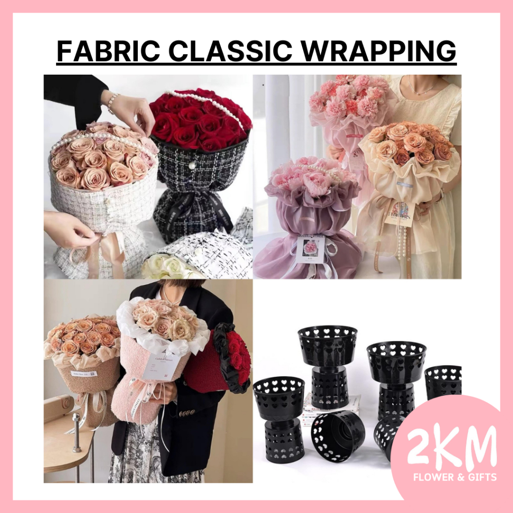 FABRIC CLASSIC Checked Flower Wrapping Paper Bouquet Gift Florist Wrap ...