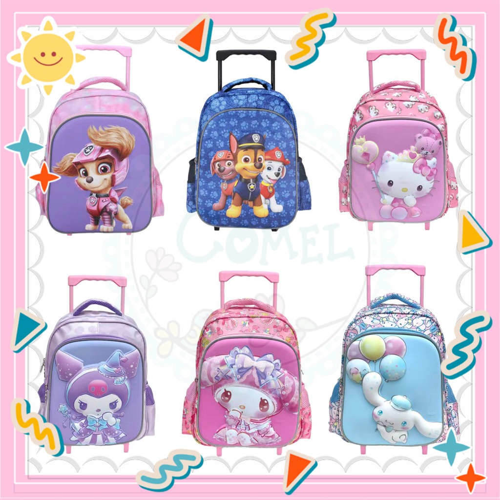 Comel Kids Cartoon Fix Mini Trolley Kuromi Cinamoroll Kitty Melody Paw ...
