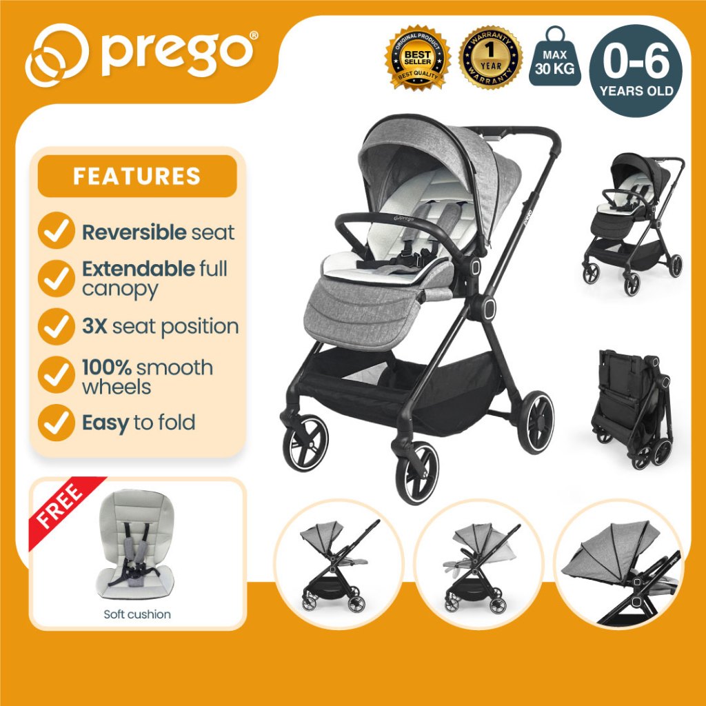 Prego Baby Sultan Newborn Stroller Two Way Facing Stroler Bayi 0-30kg ...