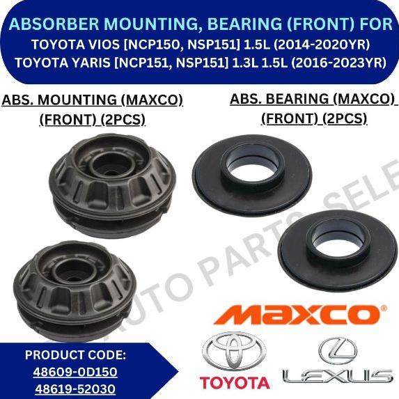 ABSORBER MOUNTING, COVER, BEARING (FRONT) FOR TOYOTA VIOS [NCP150, NSP151] '14-20YR / YARIS ...