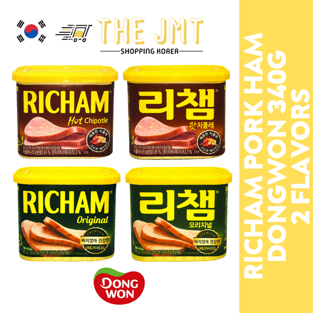 [KOREA] Dongwon RICHAM Primium Pork Ham Can 340g [Original/Hot Chipotle ...