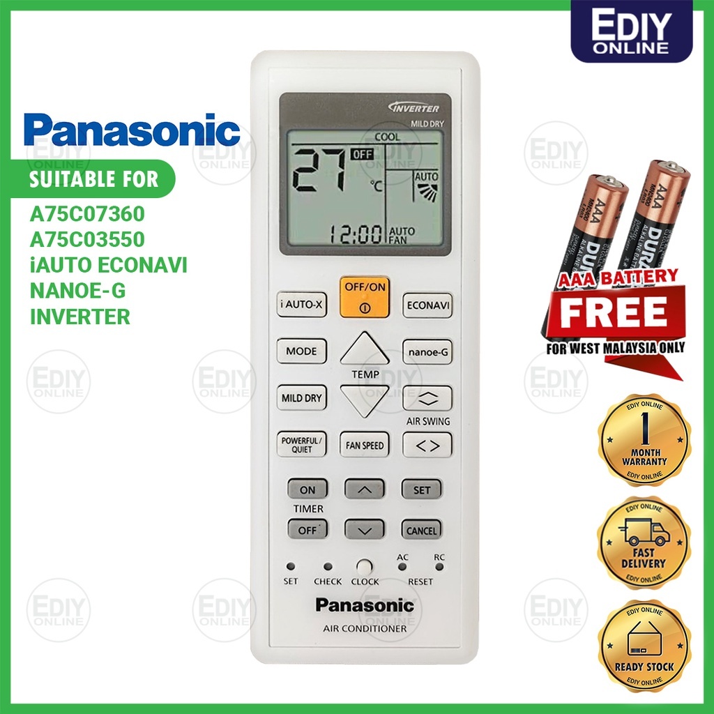 Air Conditioner Remote Control PN-248 For Pana-sonic A75C07360 ...