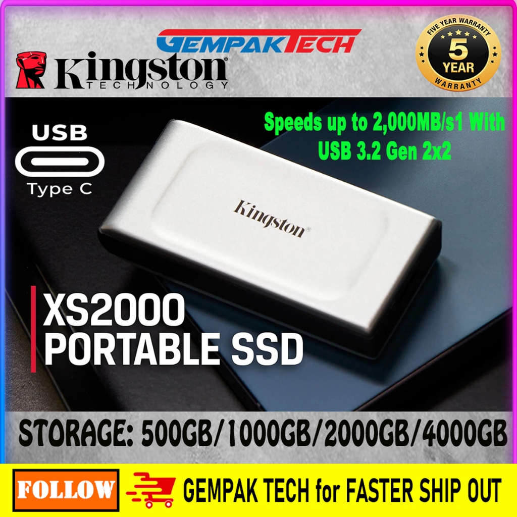Kingston XS2000 External Portable Drive SSD High Performance Solid ...