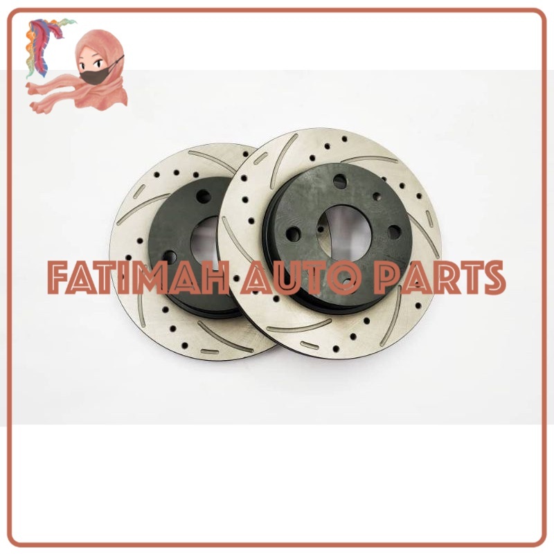 Front disc rotor set 2cps drilled slotted standard size HONDA CITY SX8 ...