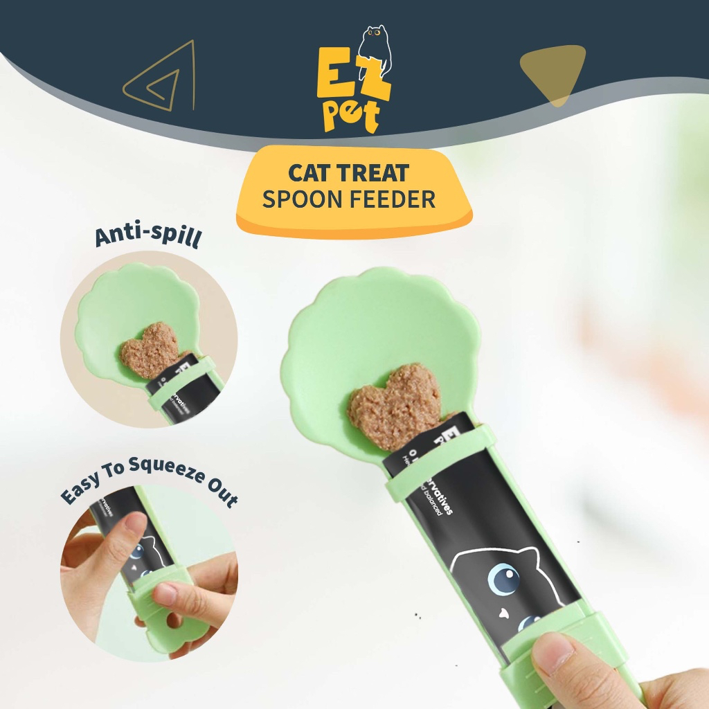 EZPET🐱【Cat Treat Spoon Feeder】Pet Feeding Spoon Cat Stick Cat Snack ...