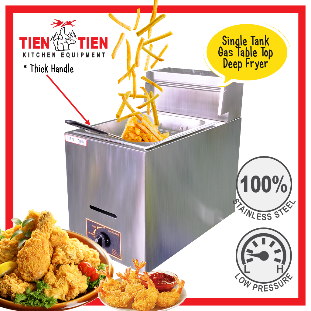 ZOT/DF12 Single Tank GAS Table Top Deep Fryer/Fat Fryer (FS045 ...