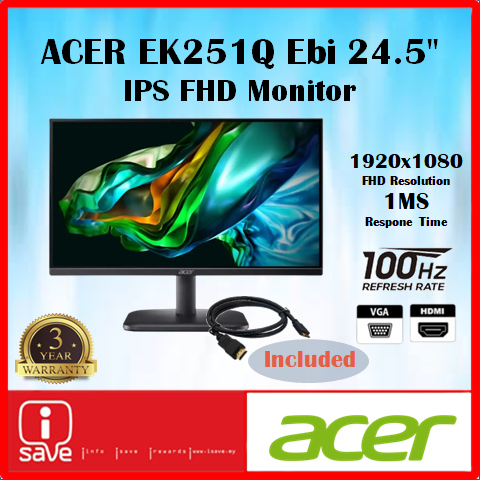 ACER EK241Y Ebi 23.8" / EK251Q E 24.5" / FHD IPS MONITOR ( 1920x1080 ...