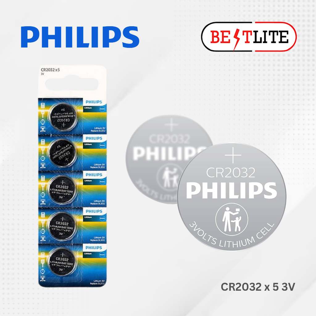 PHILIPS CR2032 3V LITHIUM CR2032x5 Coin Battery 3V | Shopee Malaysia