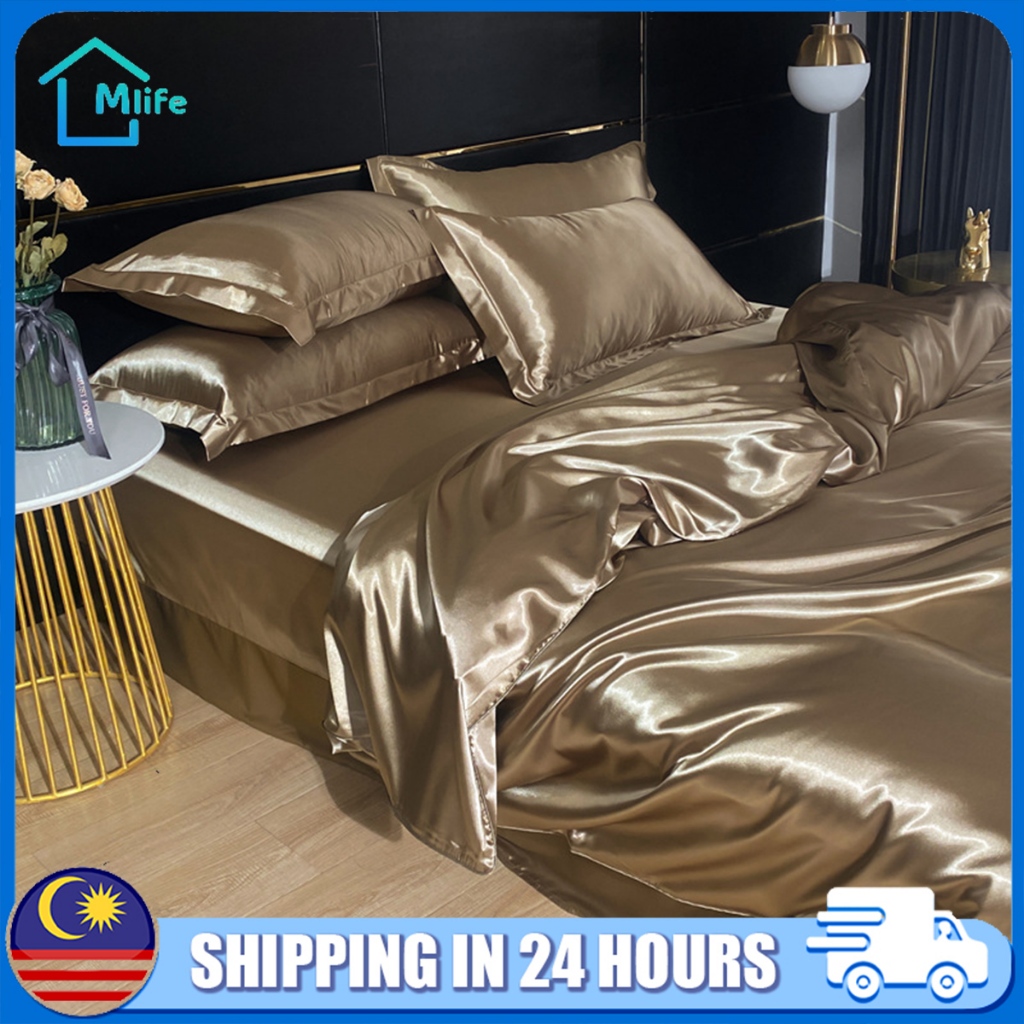 Bedsheet topper Satin Silk mattress protector Premium cadar queen ...