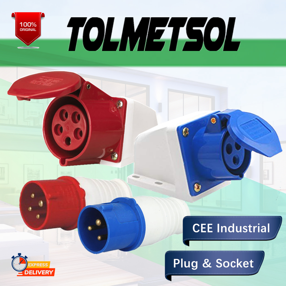 TOLMETSOL CEE INDUSTRIAL PLUG & SOCKET 3 PIN 4 PIN 5 PIN CONNECTOR 16A 32A | Shopee Malaysia