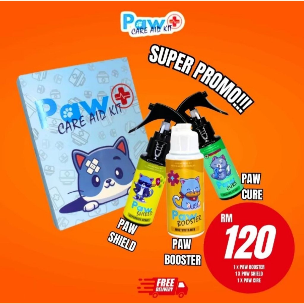 SET PAW CARE AID KIT 3 IN 1 ( BOOSTER MULTIVITAMIN)-Ready stok + free ...