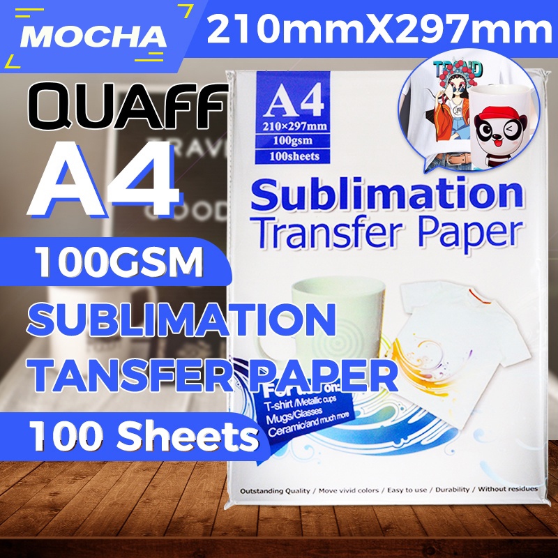 Quaff A4 Size Sublimation Paper 100gsm - Quick Dry 100 Sheets Pack ...