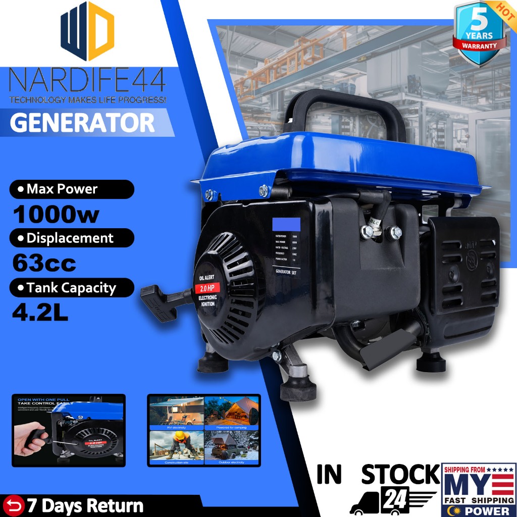 5 Year Warranty Handheld Gasoline Generator Portable Silent Air Cooled ...