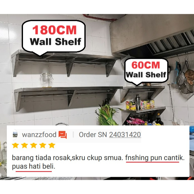 WALL SHELF 墙壁架/ STAINLESS STEEL WALL RACK/ RAK DINDING STORAGE ...