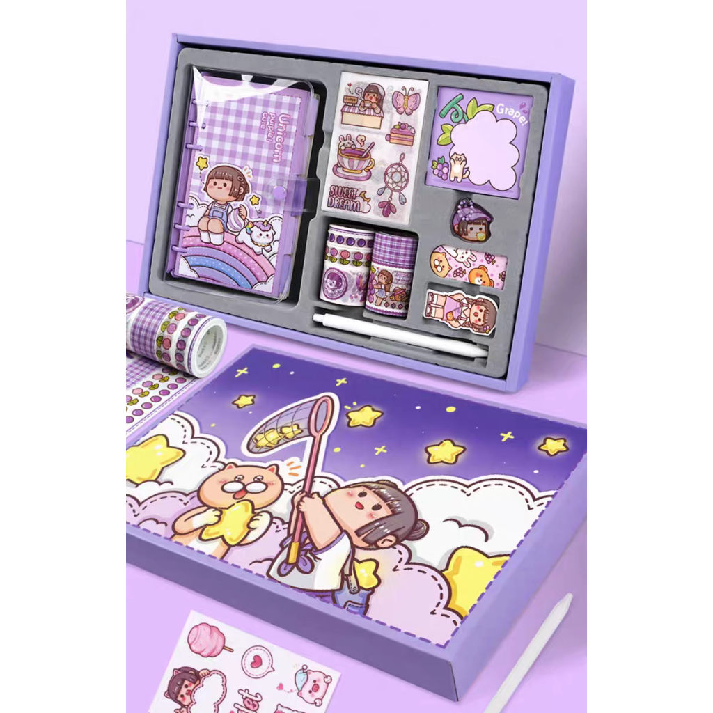 Small Mochi Stationery Surprise T Diary Book Set Xiao Ma Shu Birthday T Sticker Girl Buku