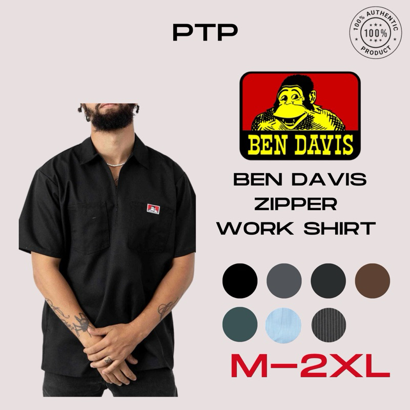 BEN DAVIS ZIPPER WORK SHIRT WORKWEAR WORKPANTS CARGO UTILITY WORK SHIRT ...