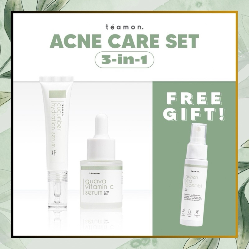 Teamon Skin Acne Care Set - ( Guava Vitamin C Serum | Green tea facemist | Cucumber Hydrating ...