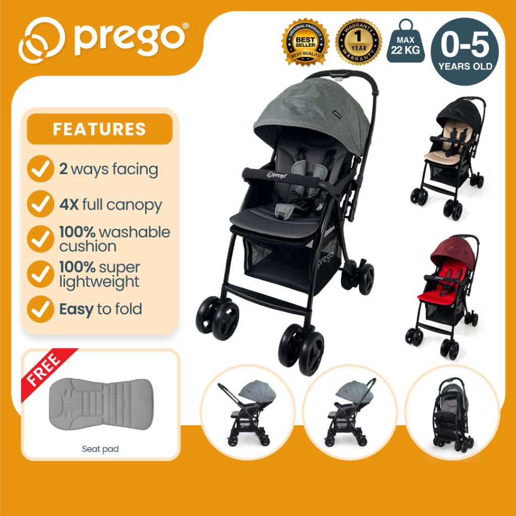Prego Baby ADONIS Stroller Two Way Facing Foldable Stroller Lightweight ...
