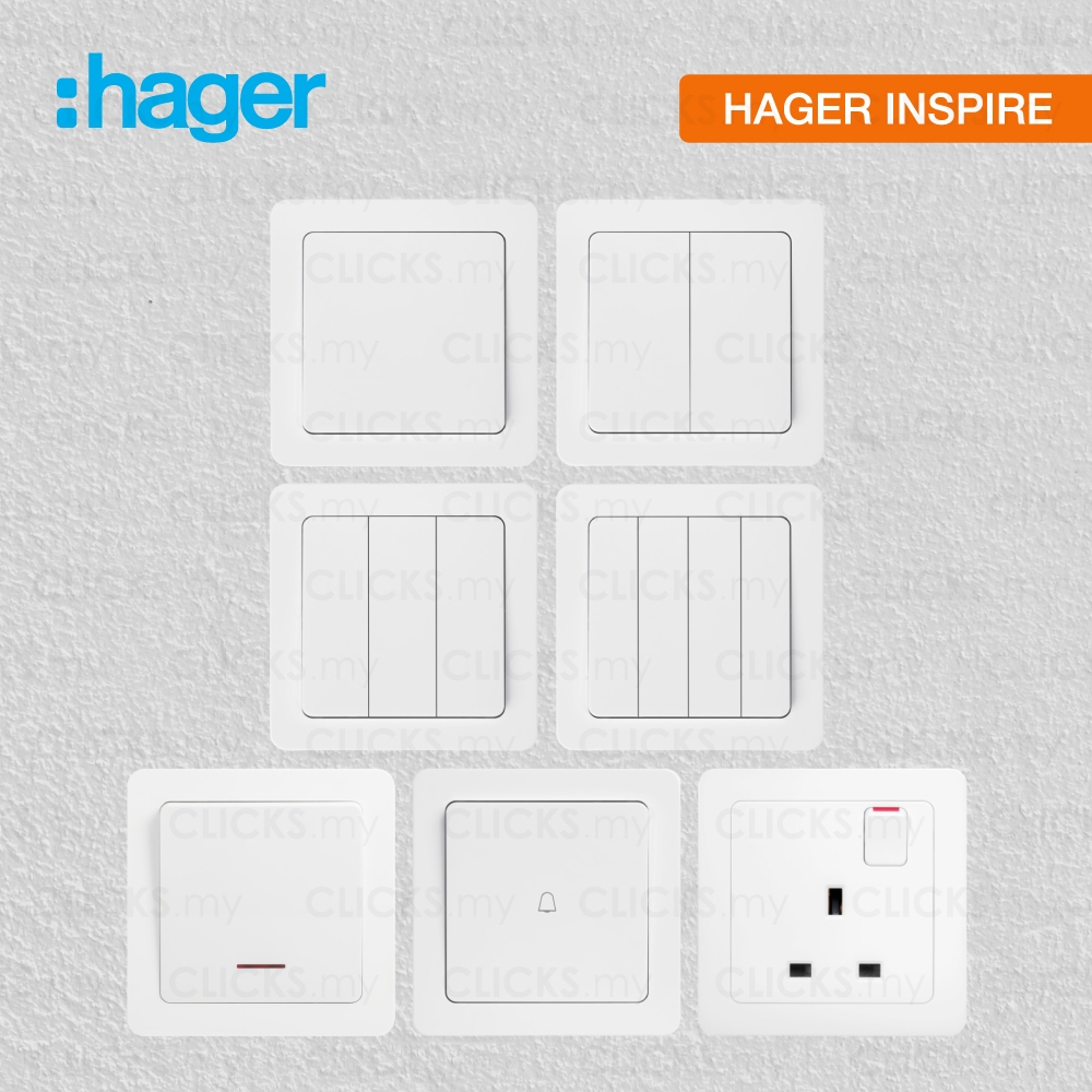 Hager INSPIRE Series Switch Socket (Sirim Approved) 13A Switched Socket / 20A Double Pole ...