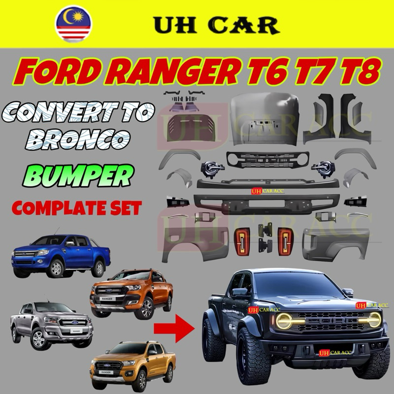 （BRONCO）Ford Ranger T6 T7 T8 Convert To Bronco Bumper Bodykit Skirt ...