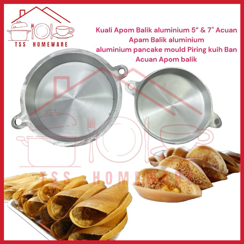 Kuali Apom Balik aluminium 5" & 7" Acuan Apam Balik aluminium aluminium ...