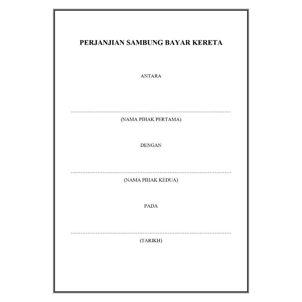 template perjanjian sambung bayar kereta microsoft word boleh edit ...