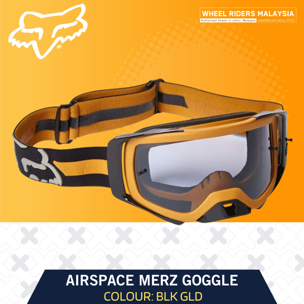 Fox Airspace Merz Goggle Black Gold Motocross Goggle Ready Stock Original | Shopee Malaysia