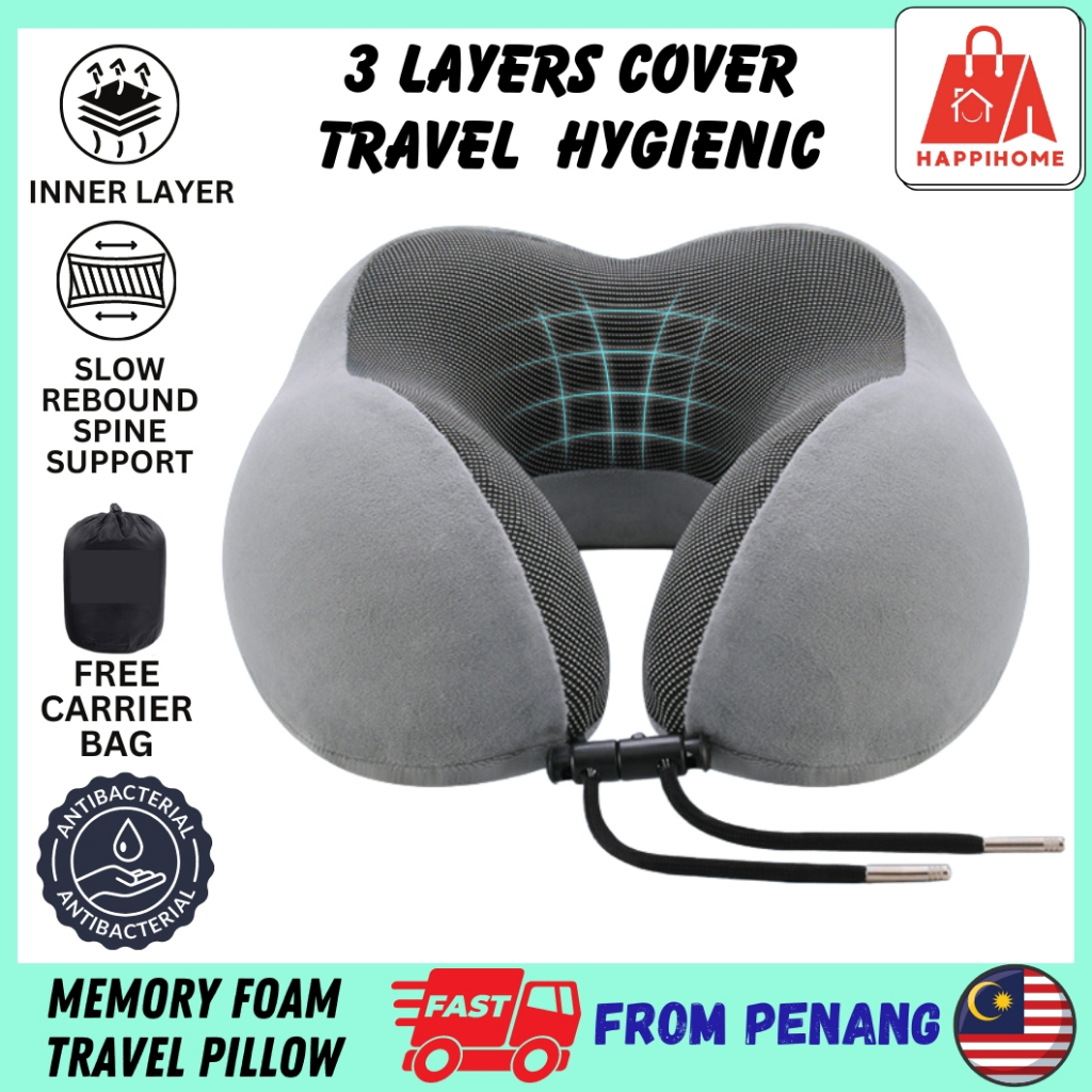 Memory Foam Neck Travel Pillow Bantal Leher Portable U Shaped Travel ...