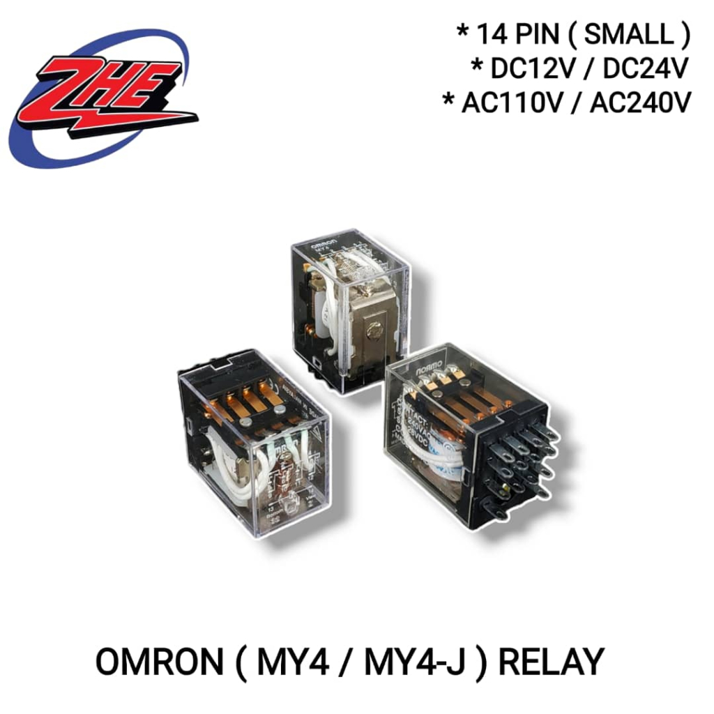 OMRON MY4 MY4-J 14PIN DC12V DC24V AC110V AC240V POWER RELAY ( NO LIGHTED INDICATOR )(1001258 ...