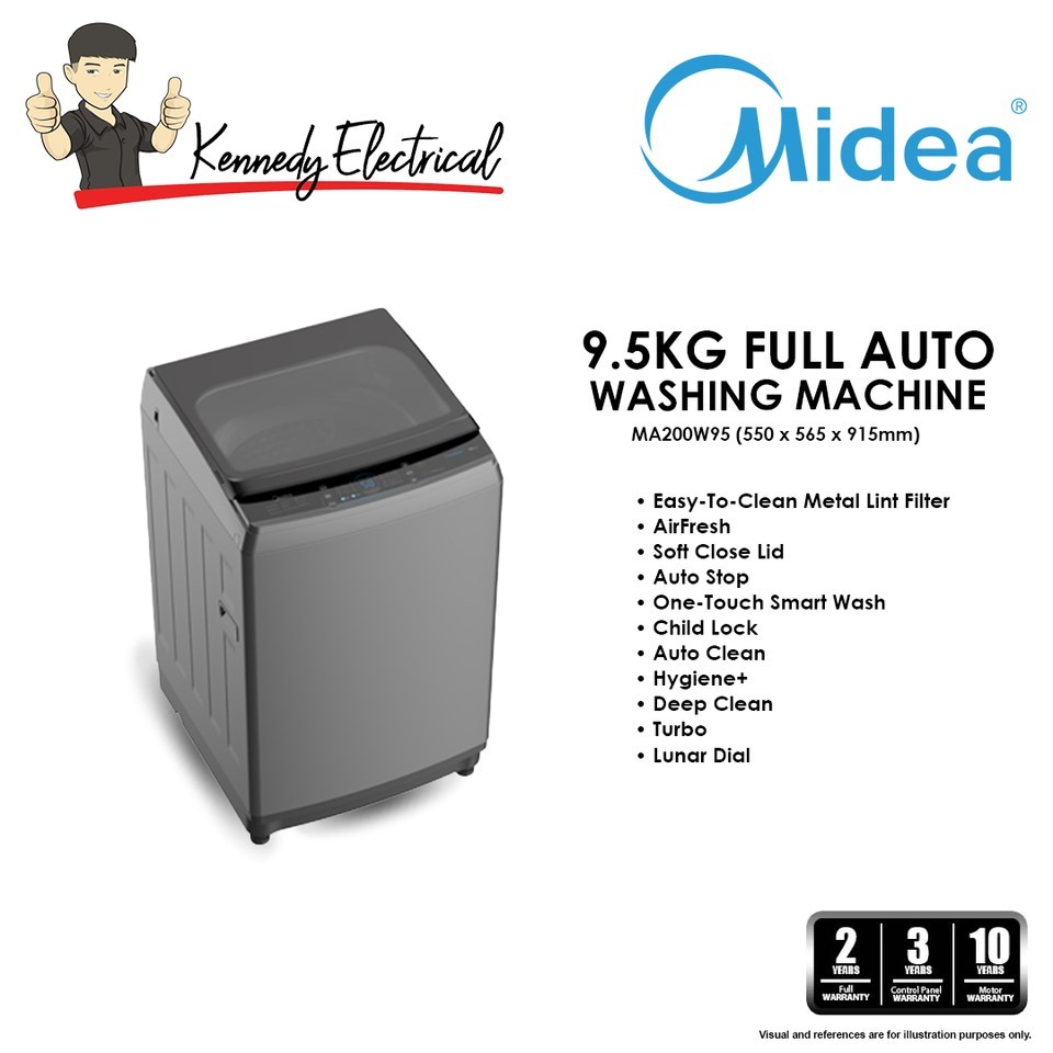 Midea 9.5kg Top Load Fully Auto Washing Machine MA200W95 | Shopee Malaysia