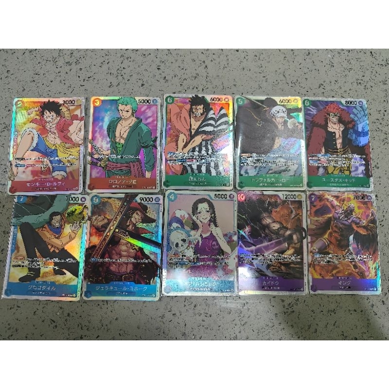 Bandai One Piece OPTCG OP01 SR Luffy Zoro Kid Mihawk Boa King Kaido ...