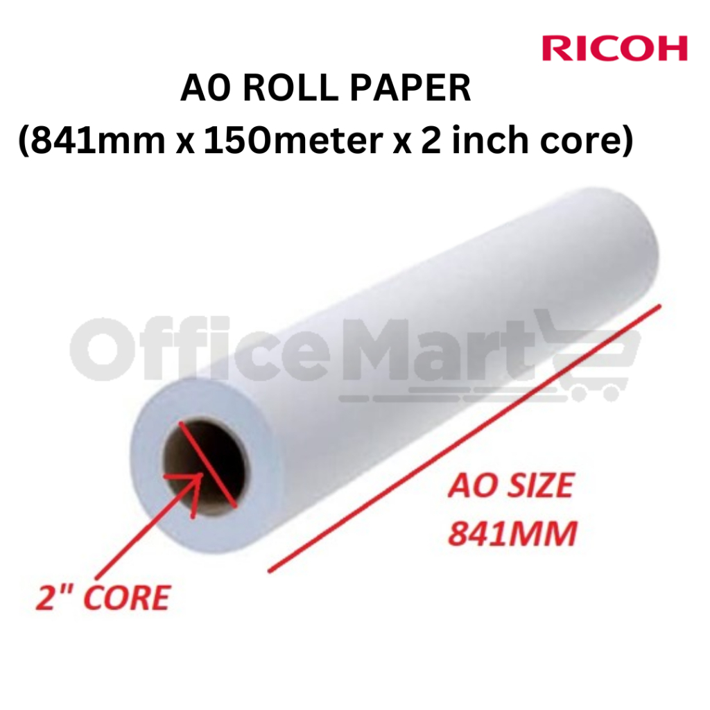 A0 Roll Plain Paper (841mm x 150m x 2"core) 80 Gsm Office Use Equipment ...